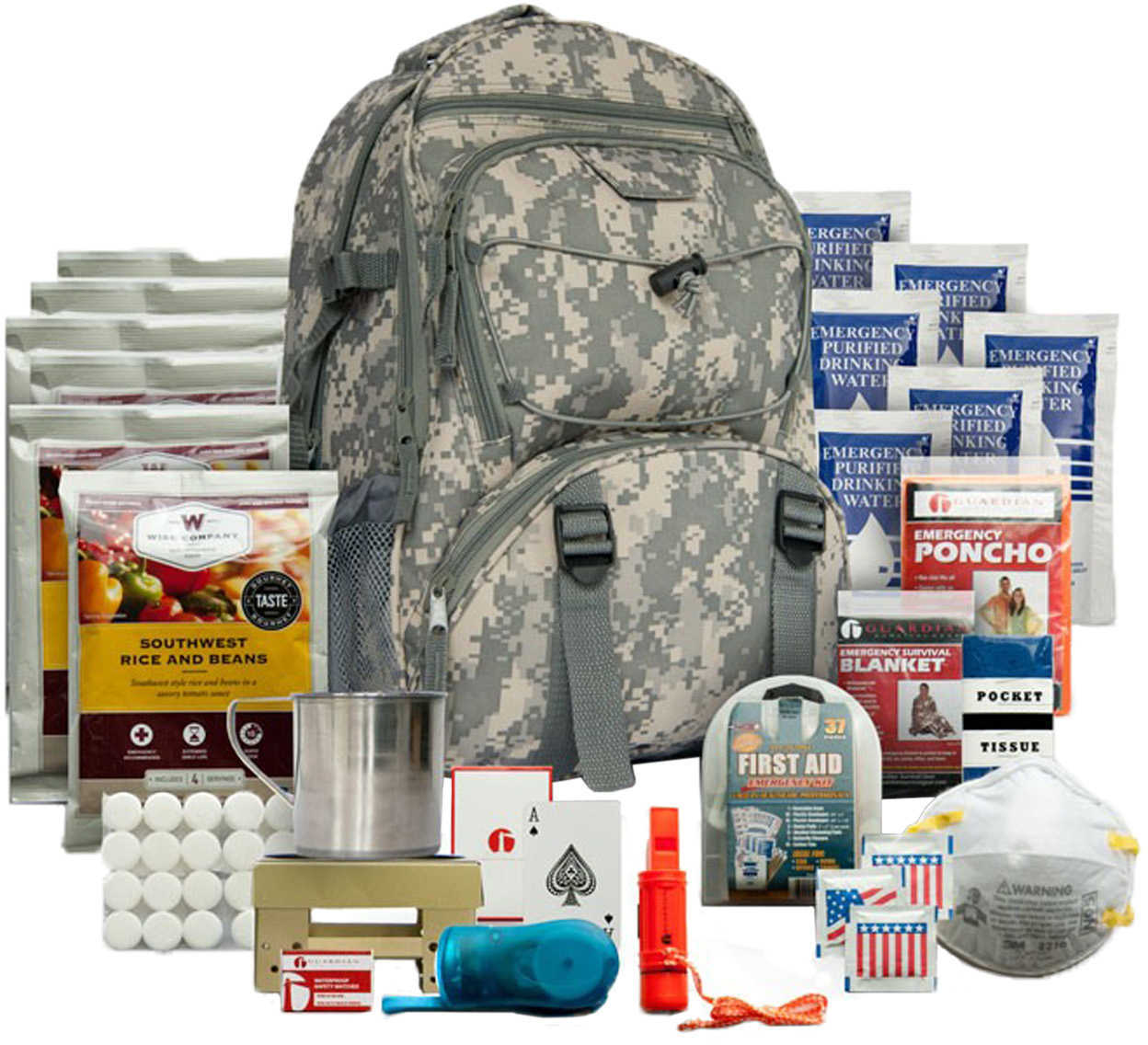 Wise Five Day Survival Kit Backpack For One Person-32 Servings Camo ...