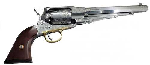 Uberti 1858 Remington White Steel Engraved Black Powder Revolver 44 ...